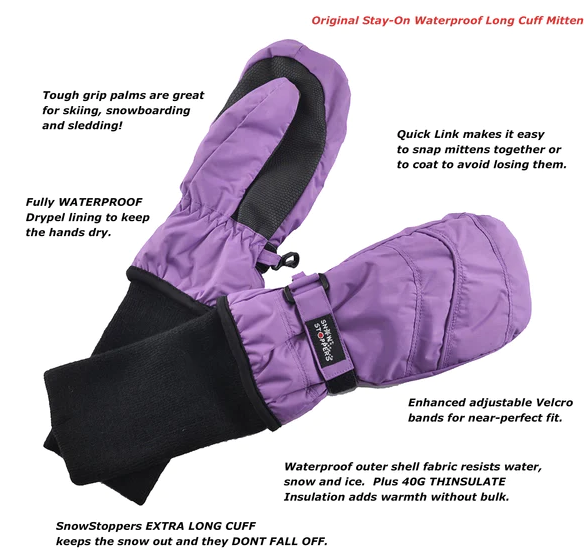 SnowStoppers Nylon Mittens - Kaos Kids