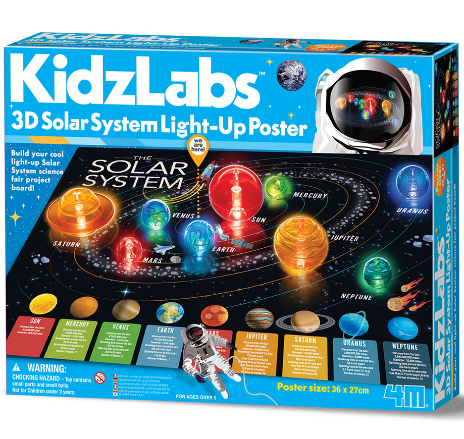 4M KidzLab 3D Solar System Light Up Poster P3461 - Kaos Kids