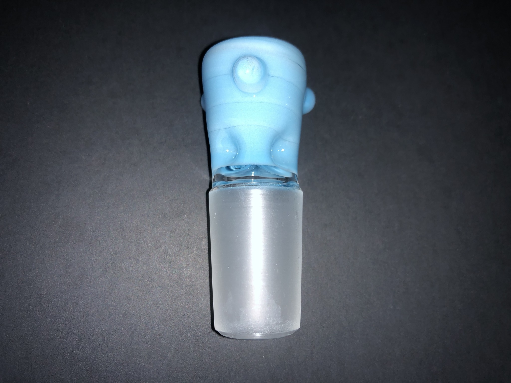 Mustard Glass Ice Pinch Slide 18mm Baby Blue - BC Smokeshop