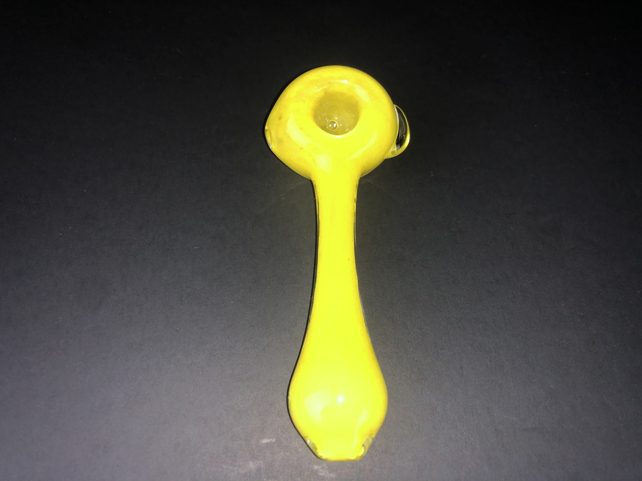 Matt White Glass Yellow Spoon - BC Smokeshop