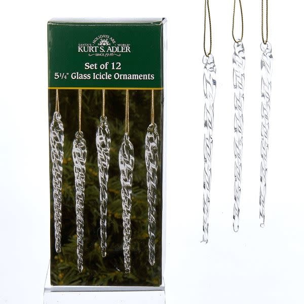 Twisted Clear Glass Icicle Set of 12 - The Spruce House