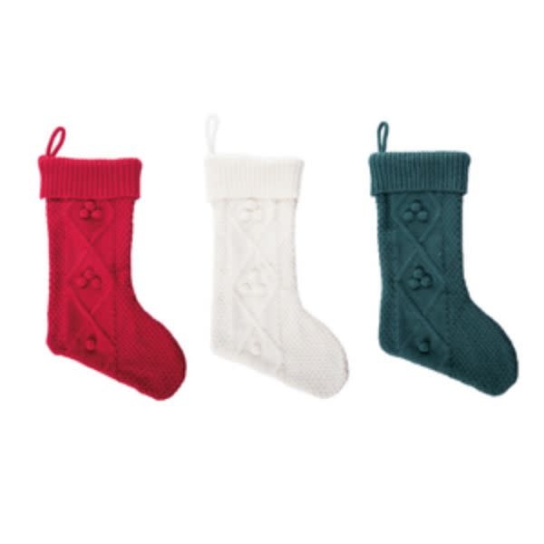 Fabric Traditional Knit Stocking Set of 3 - The Christmas Shoppe