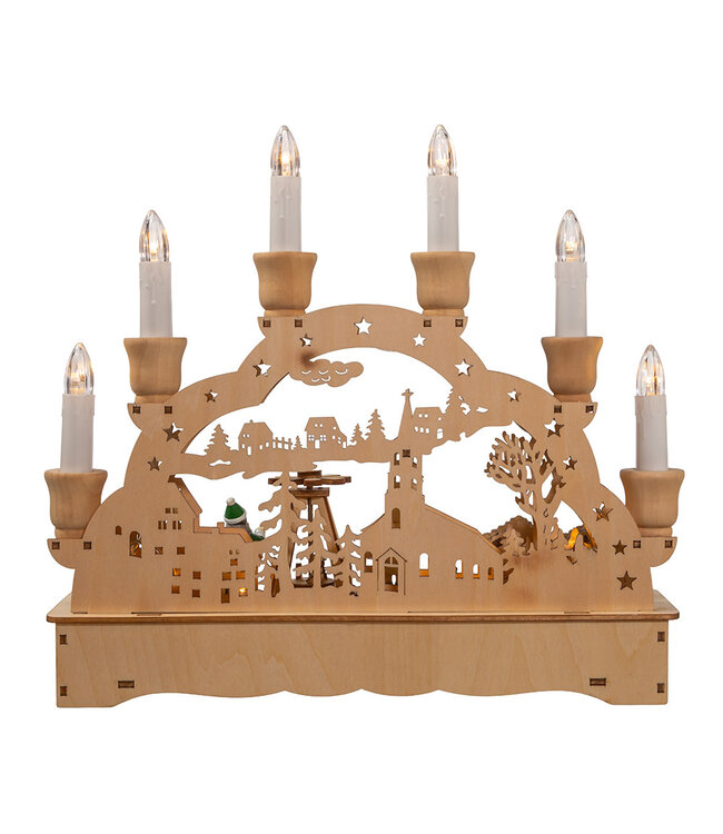 10.25" Wooden LED Light-Up Musical/Motion Christmas Village - The ...