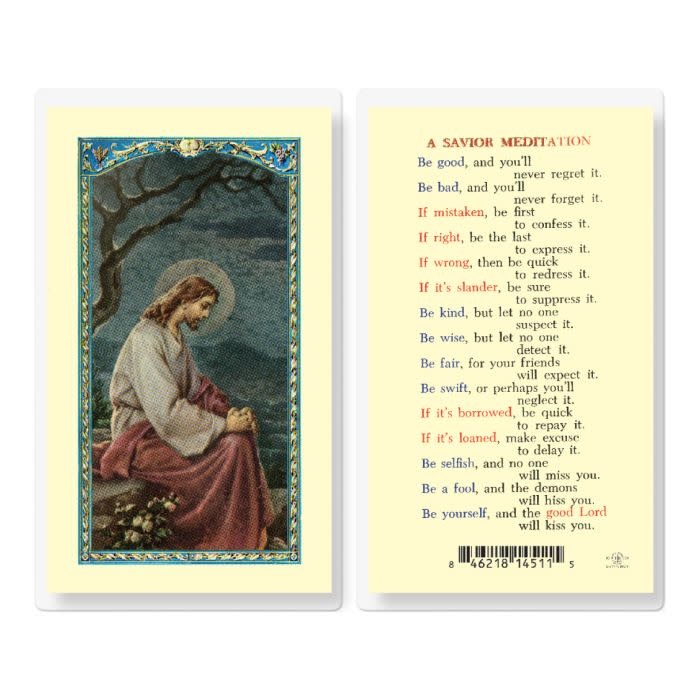 WJ Hirten Laminated Prayer Card Prayer A Savior Meditation - Queen of ...