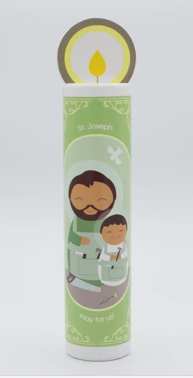 St. Joseph Wooden Prayer Candle - Queen of Angels Catholic Store
