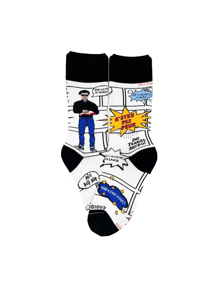 Sock Religious JP II Comic Book Adult Socks - Queen of Angels Catholic ...