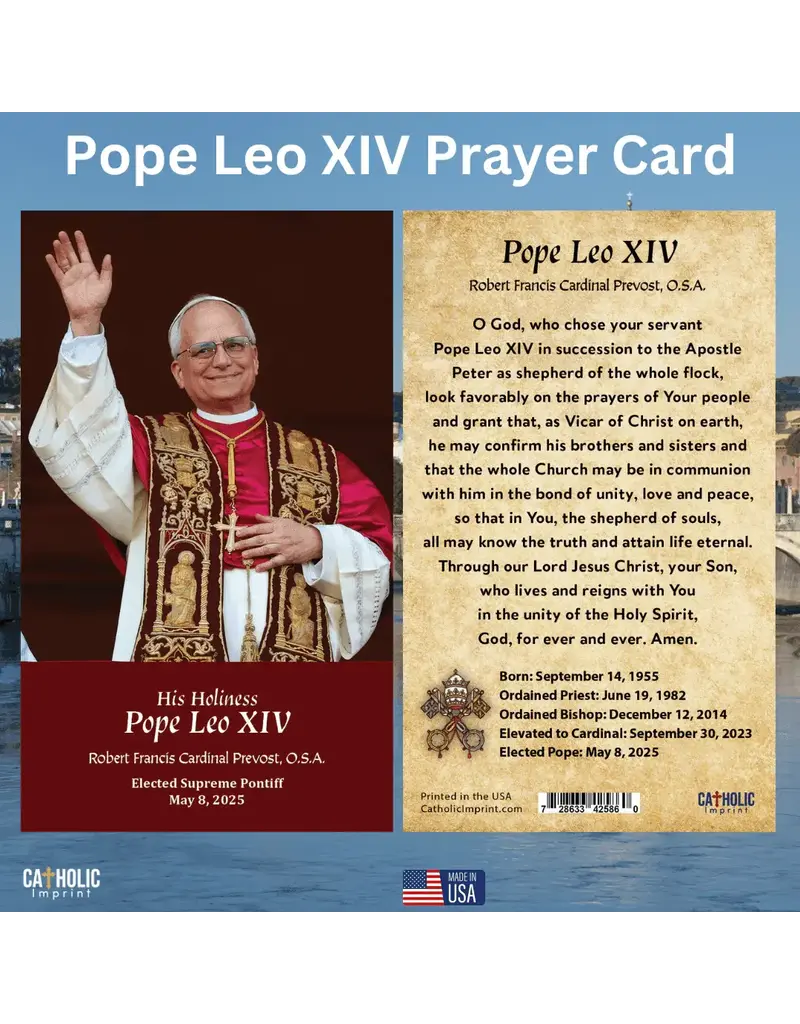 Pope Leo XIV Prayer Card in Red - Queen of Angels Catholic Store