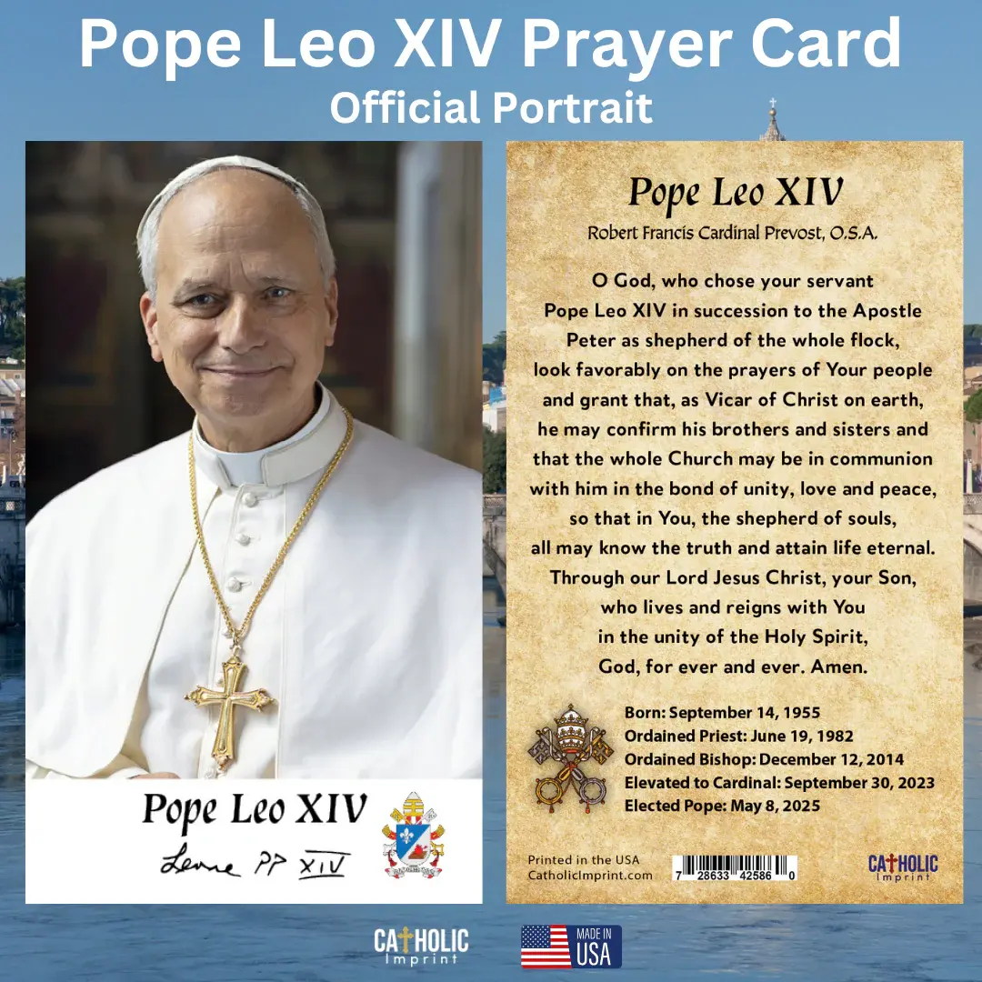 Pope Leo XIV Prayer Card Official Portrait - Queen of Angels Catholic Store