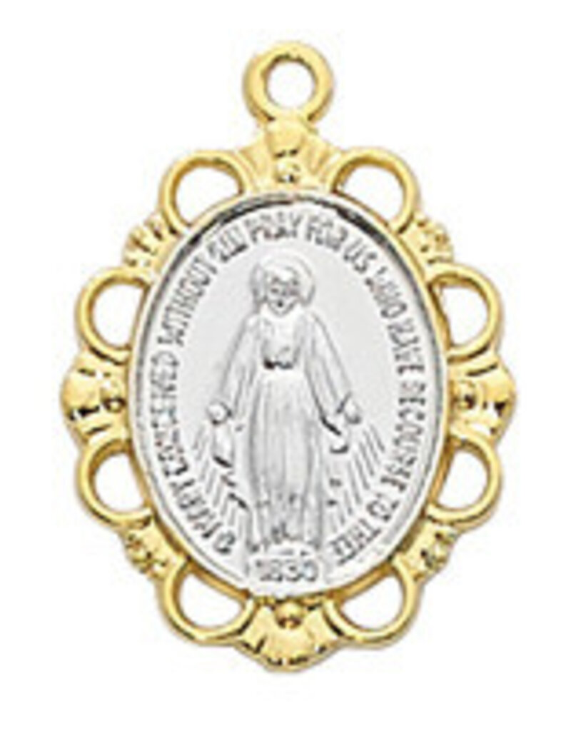 McVan 18Kt Gold On Sterling Silver Miraculous Medal with 18" Chain ...