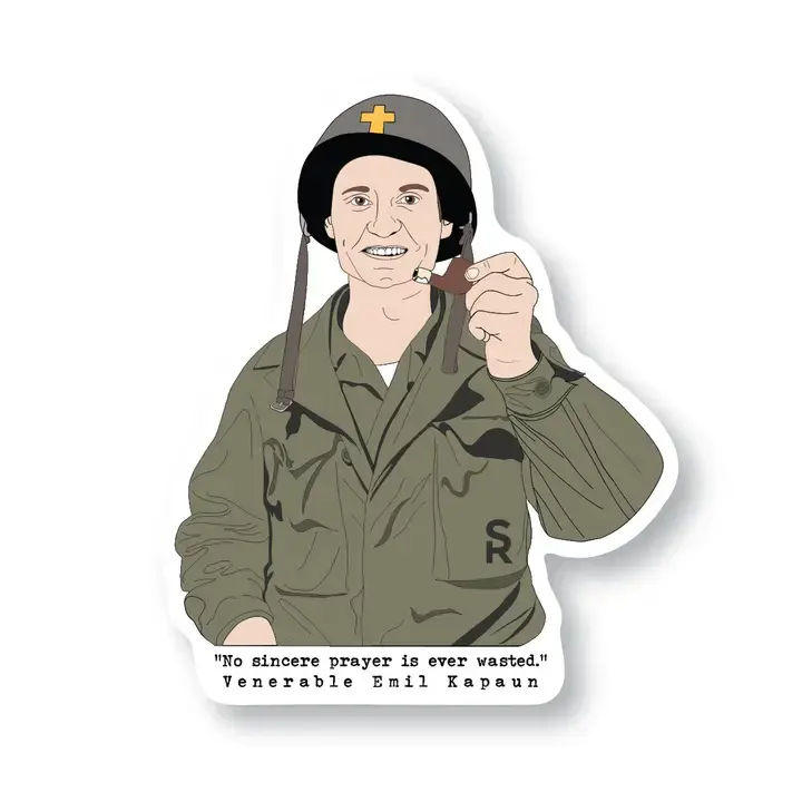 Sock Religious Venerable Fr. Kapaun Sticker - Queen of Angels Catholic ...