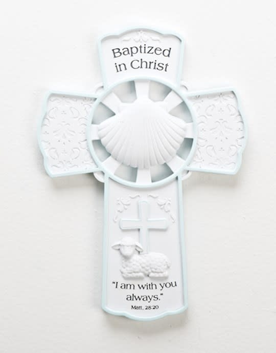 Roman, Inc Wall Cross-Baptized In Christ-White/Blue (7.75") Matt. 28:20 ...