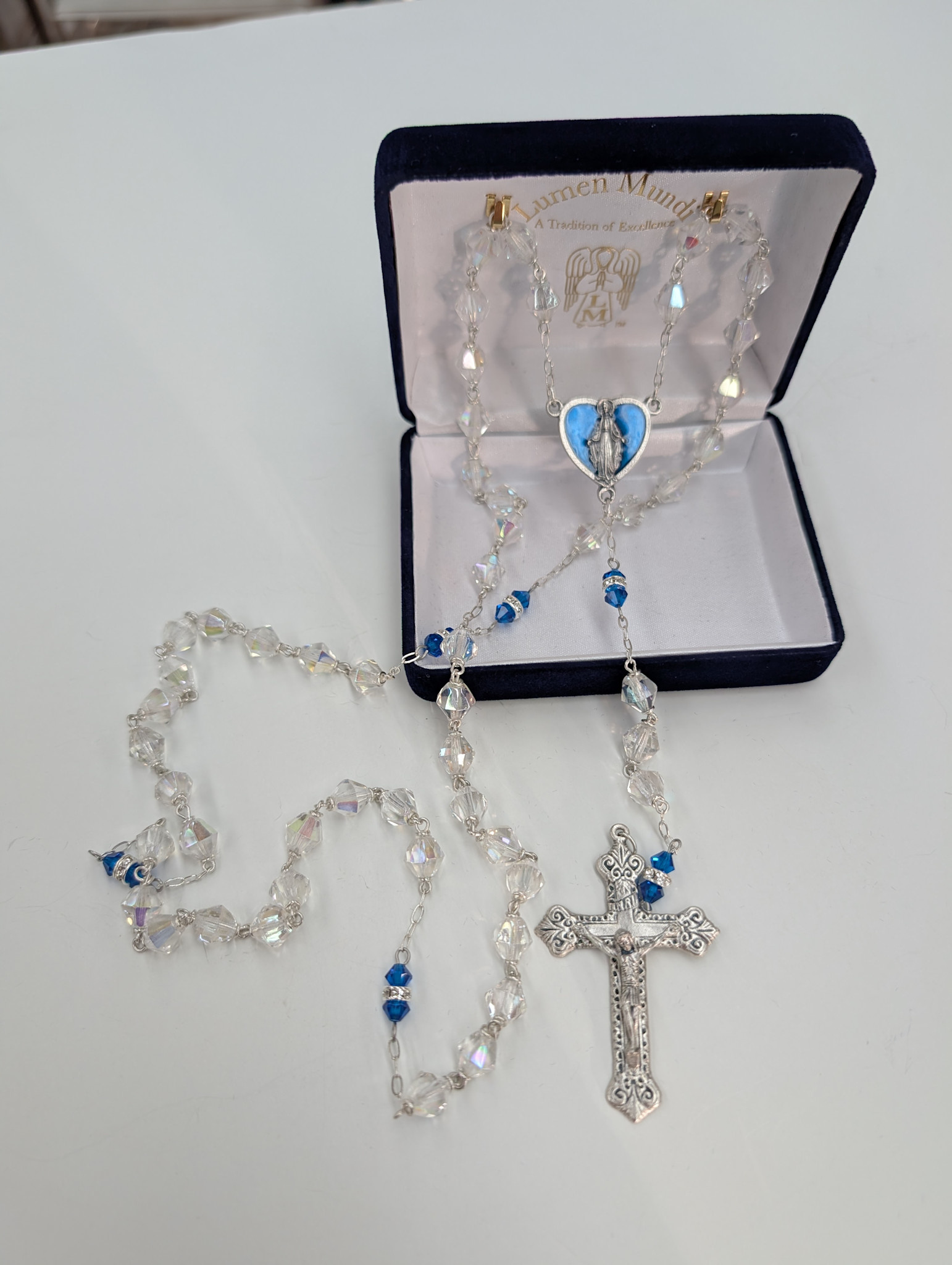 Devon Trading Company Blue Diamond-Shaped Bead Rosary - Queen of Angels ...