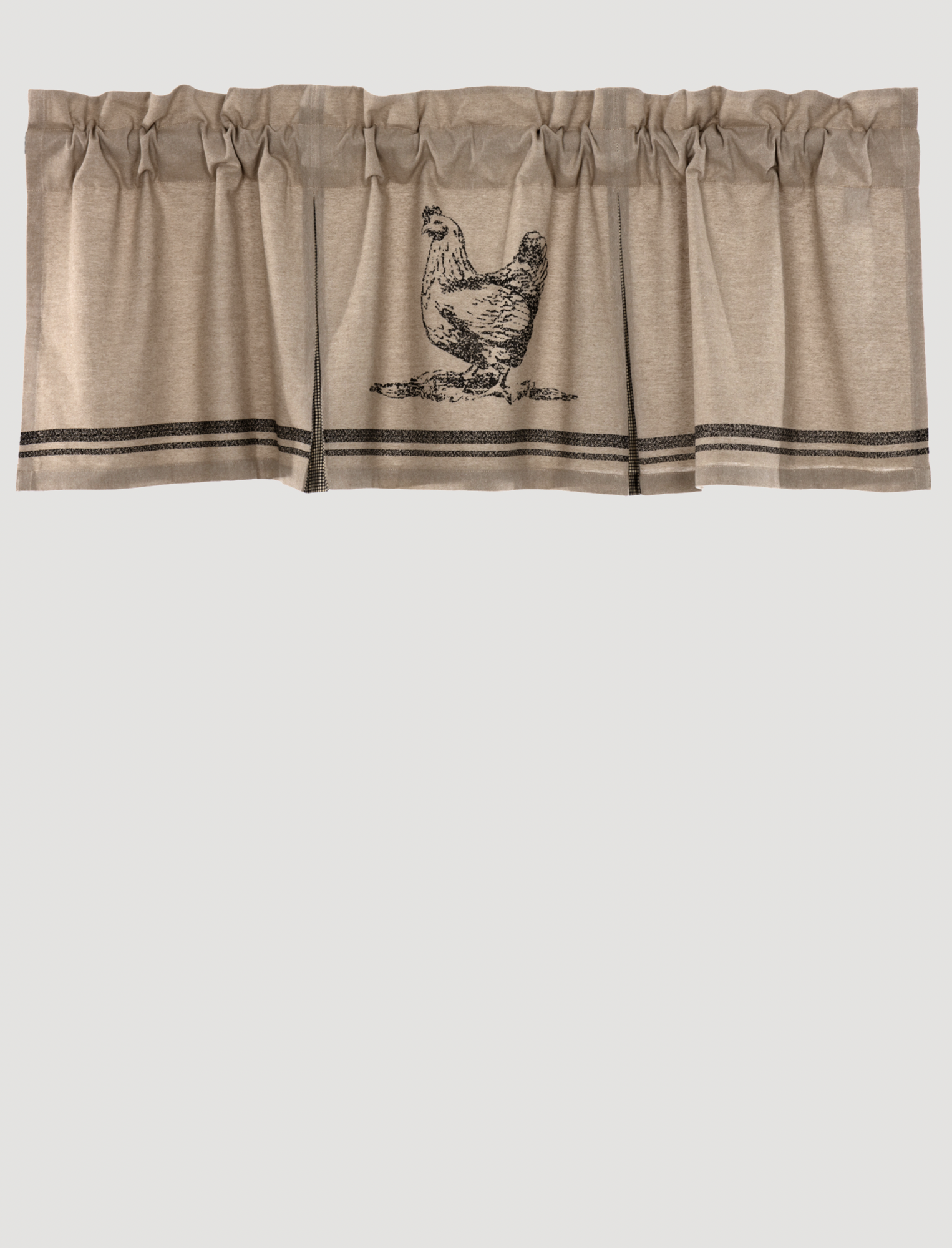 Sawyer Mill Charcoal Chicken Valance Pleated | Nana's Farmhouse - Nana ...