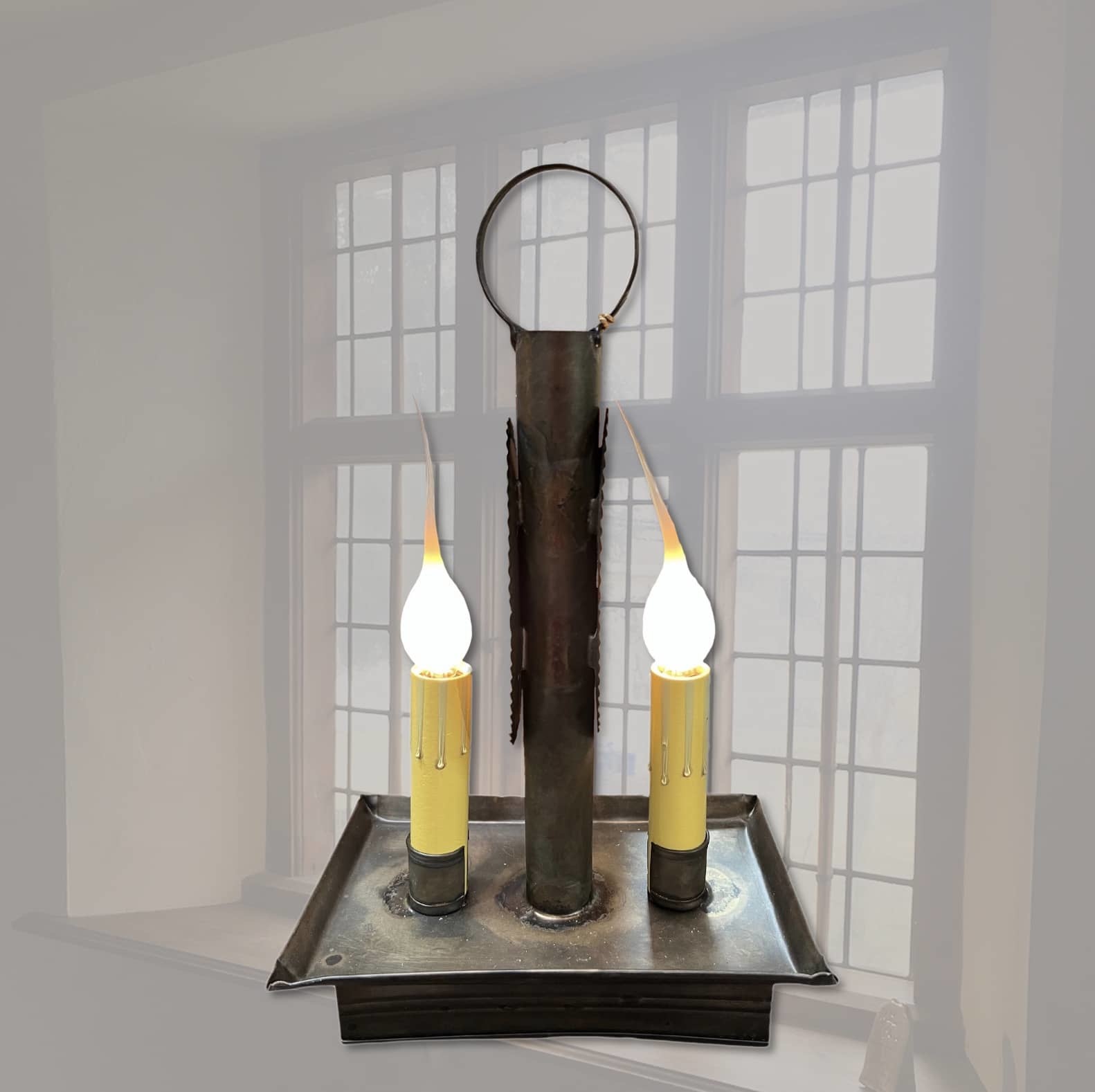 Primitive Tin Two Candle Table Lamp | Nana's Farmhouse - Nana's Farmhouse