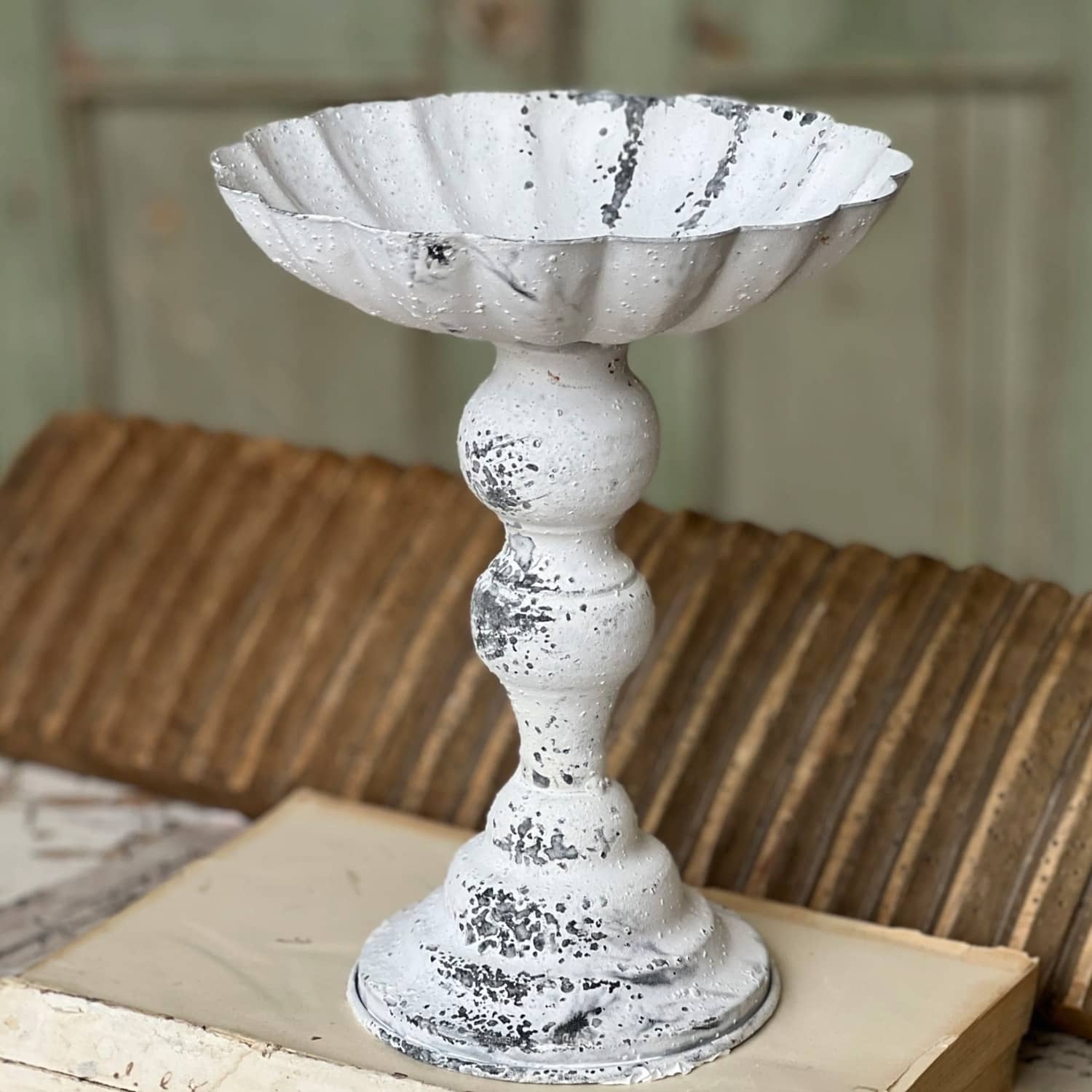 Antheil Pedestal Metal Cream Pillar Holder | Nana's Farmhouse - Nana's ...