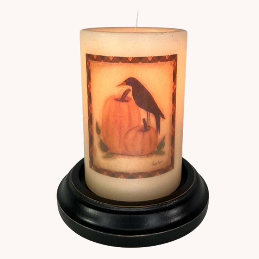 Pumpkin & Black Crow Candle Sleeve | Nana's Farmhouse - Nana's Farmhouse