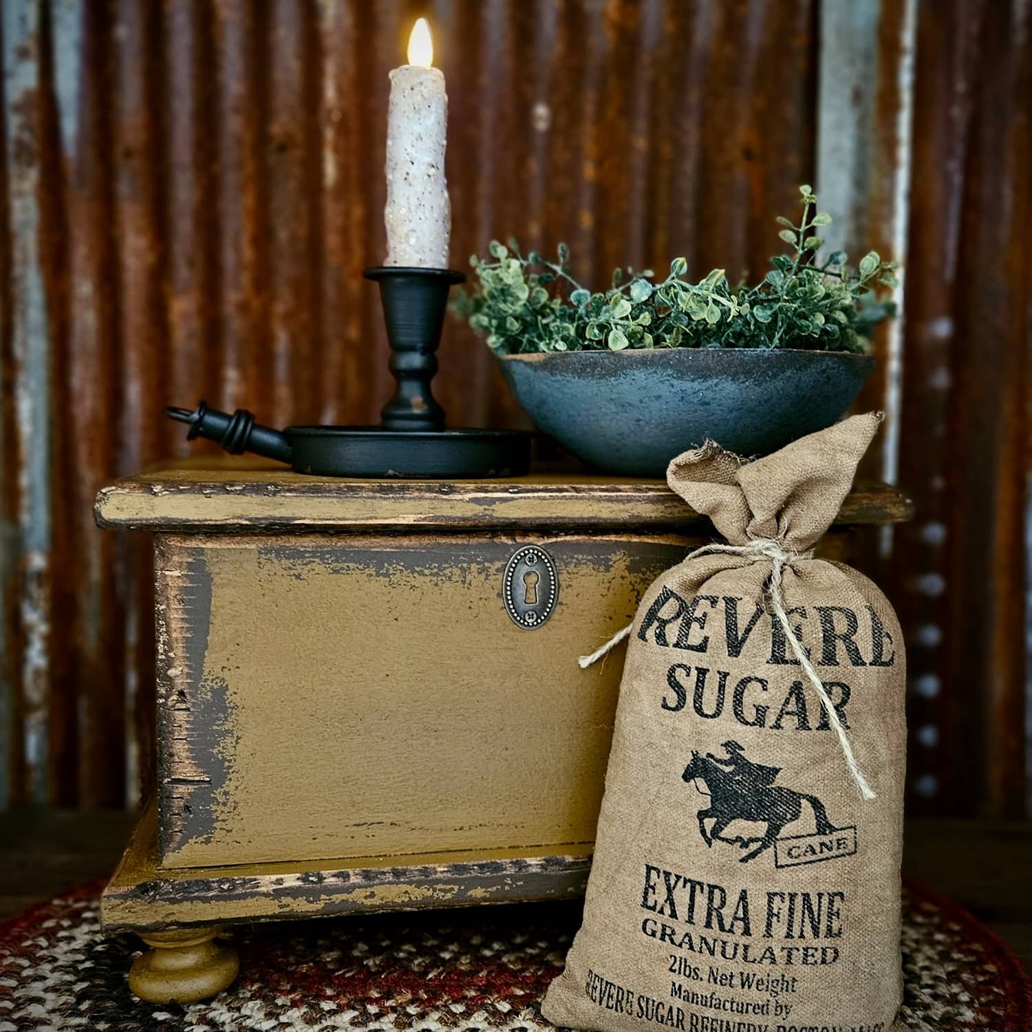 Primitive Sugar Box Wooden Mustard | Nana's Farmhouse - Nana's Farmhouse