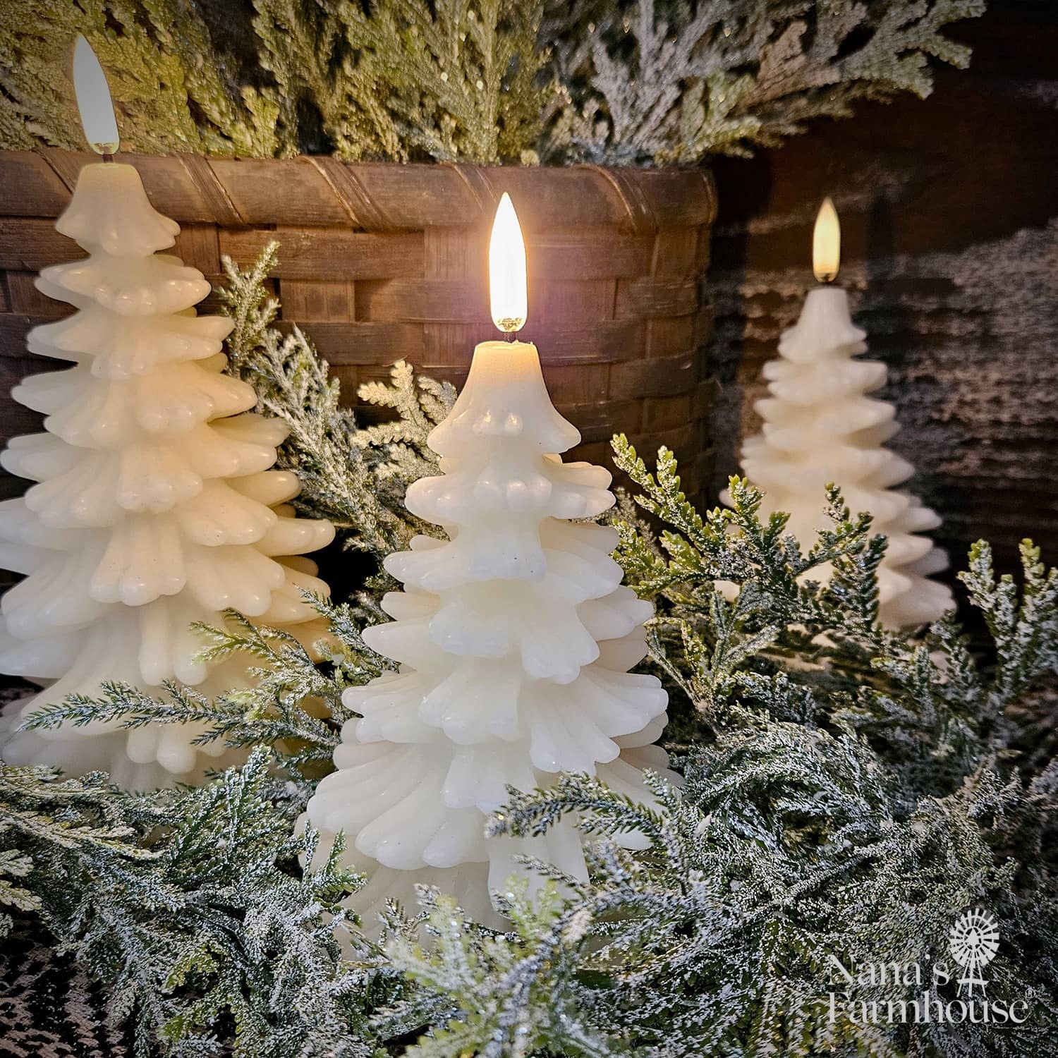 Raz Imports Christmas Tree Candle Ivory 7 inches | Nana's Farmhouse ...