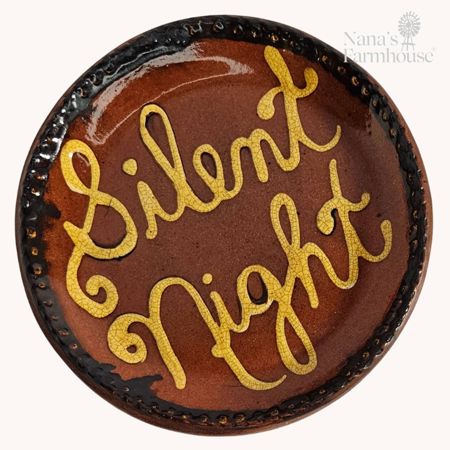 Smith Redware Plate Silent Night 8" | Nana's Farmhouse - Nana's Farmhouse