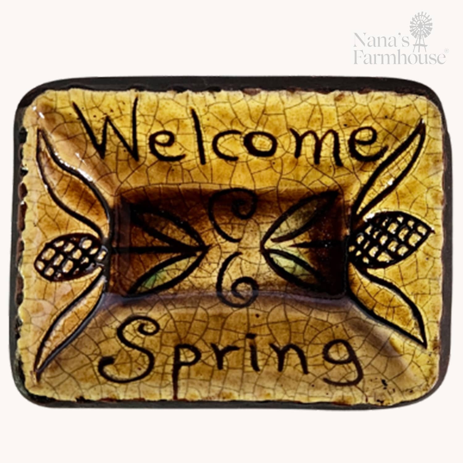 Smith Redware Welcome Spring Small Tray | Nana's Farmhouse - Nana's ...