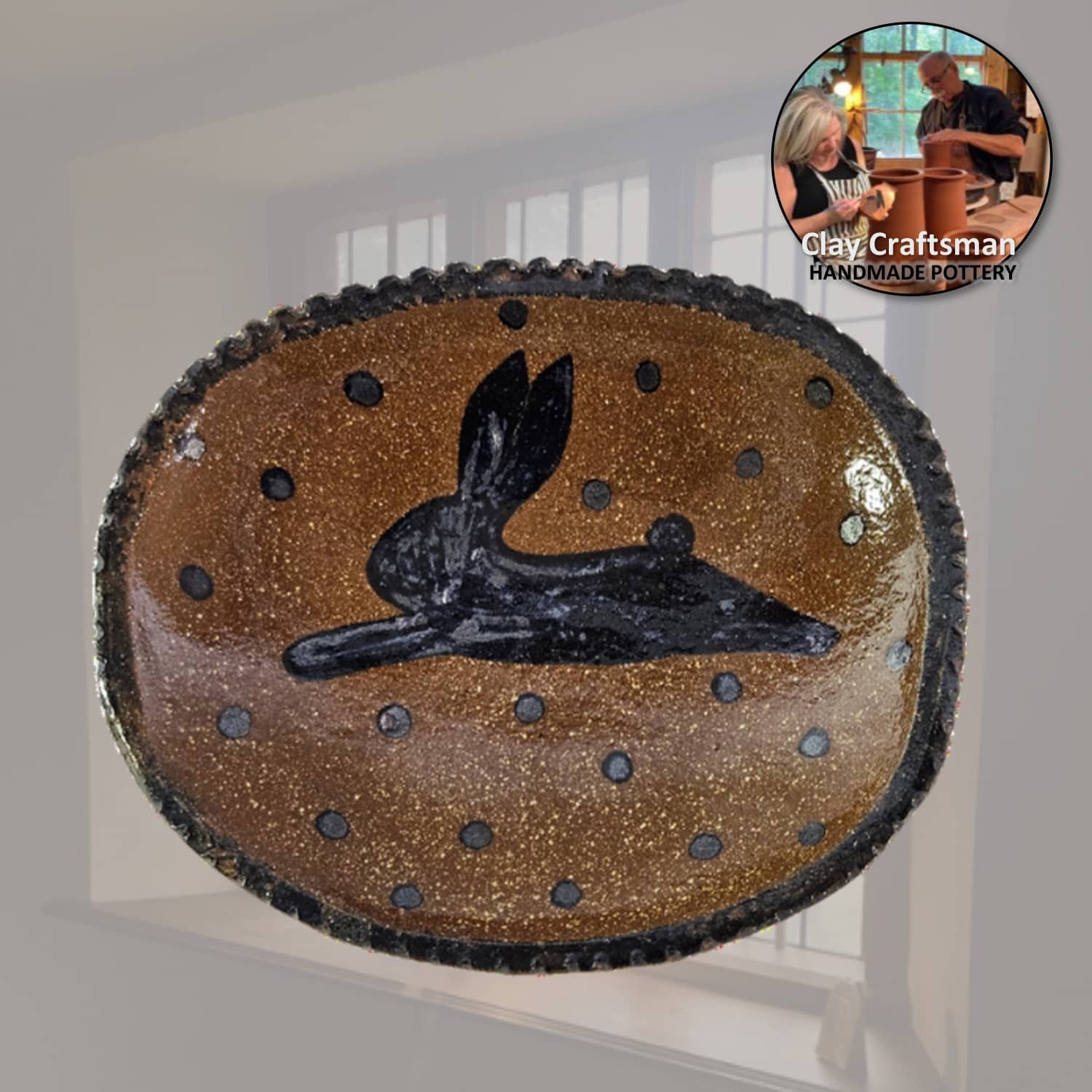 Hopping Bunny Rabbit Oval Pottery Plate | Nana's Farmhouse - Nana's ...