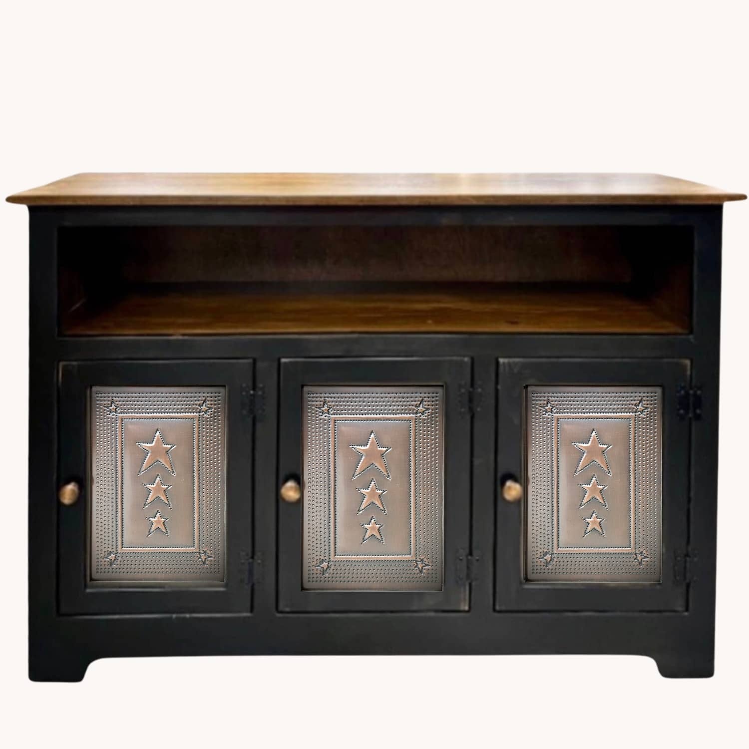 Three Door Black Buffet with Copper Star Inserts | Nana's Farmhouse ...