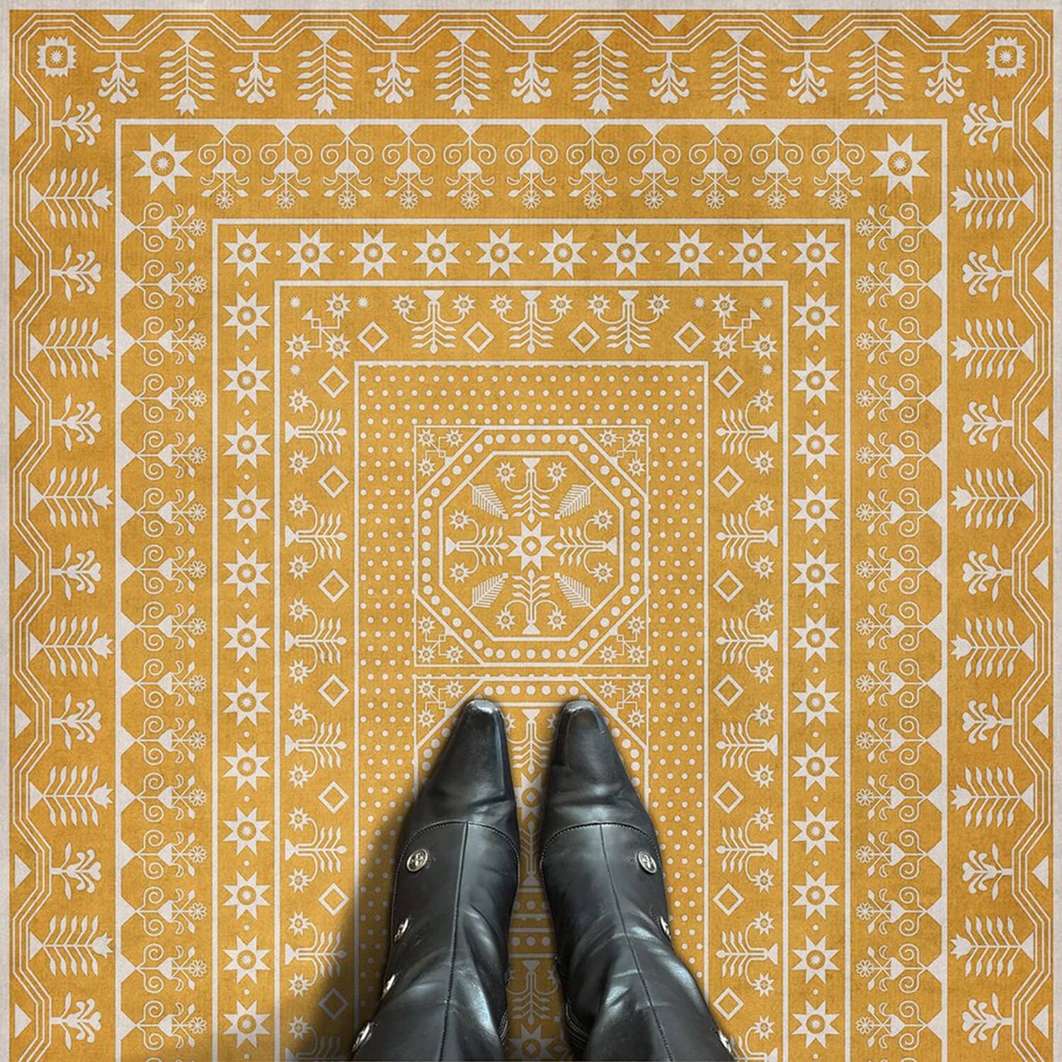 Vinyl Floor Cloth American Folk Art Embroidery | Nana's Farmhouse ...