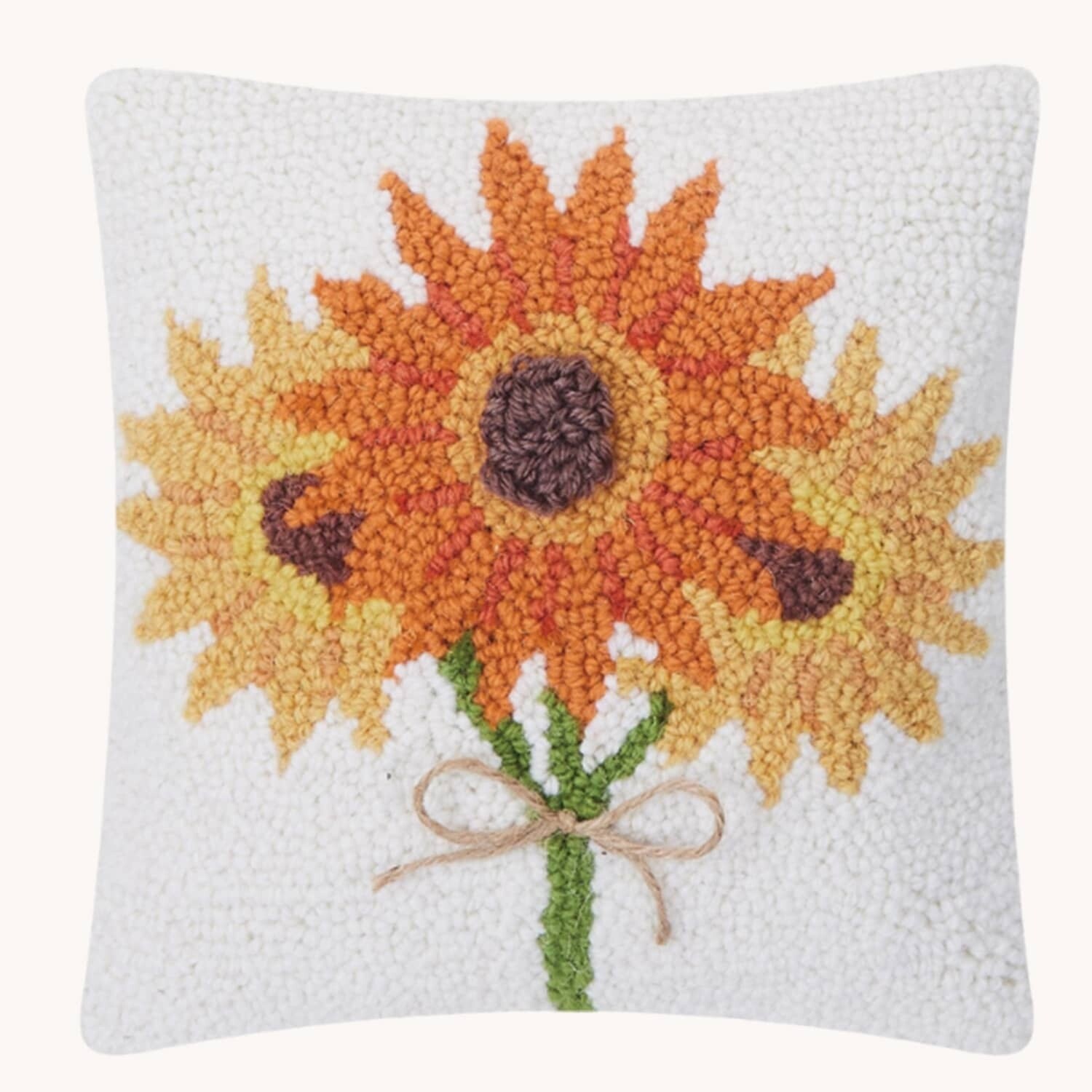 Fall Bouquet Sunflowers Hooked Rug Pillow 10 x 10 - Nana's Farmhouse