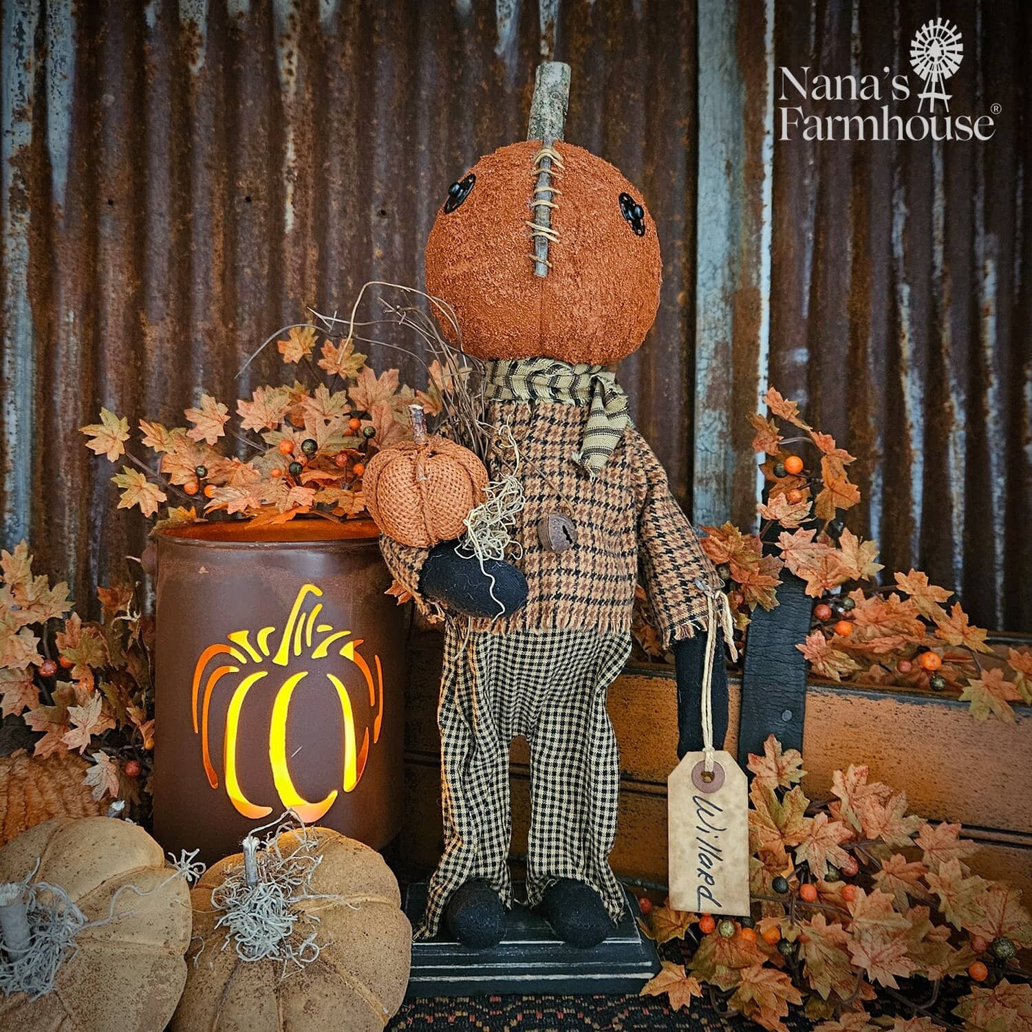 Prim Pumpkin Boy Doll Willard | Nana's Farmhouse - Nana's Farmhouse