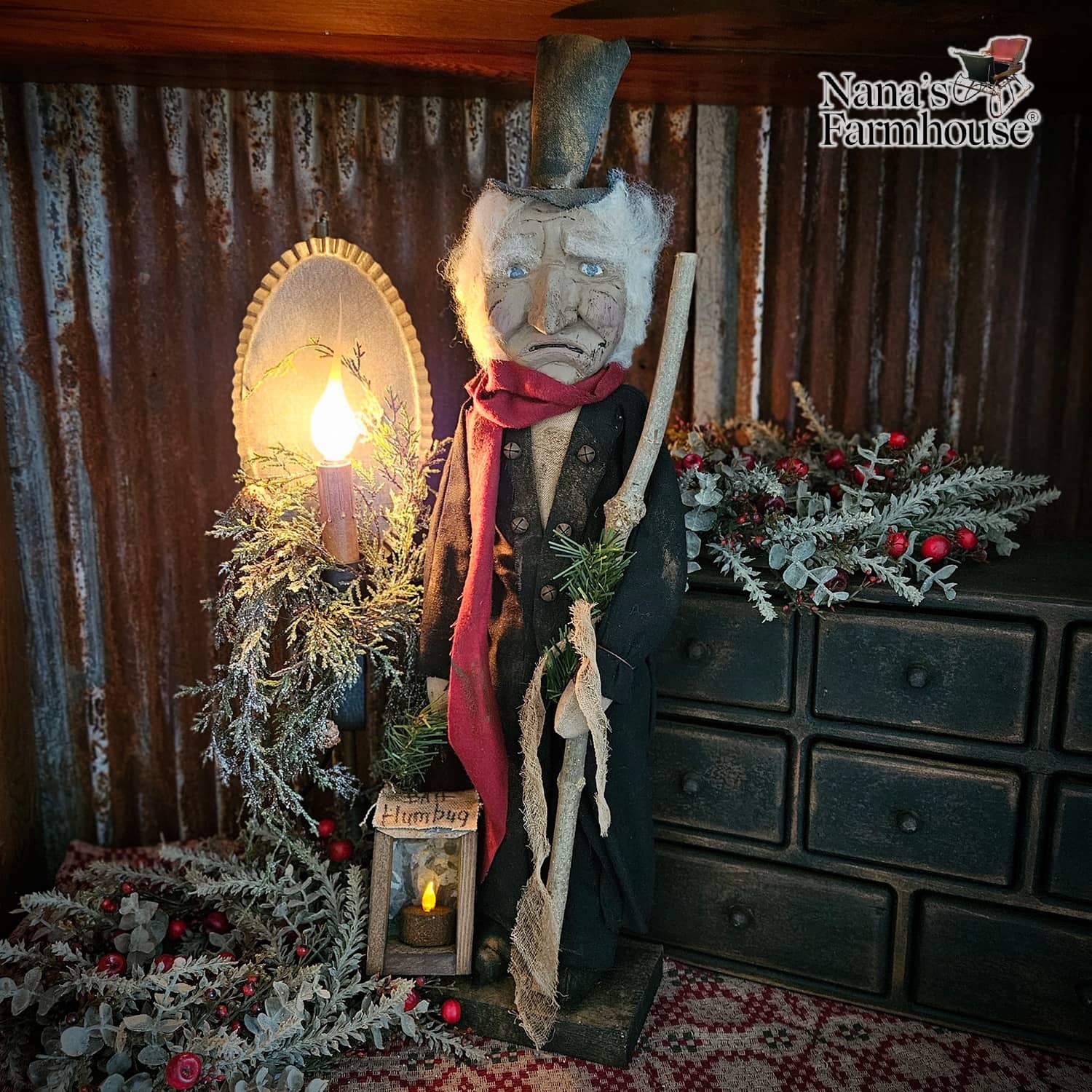 Scrooge Clay Face Doll Handmade | Nana's Farmhouse - Nana's Farmhouse