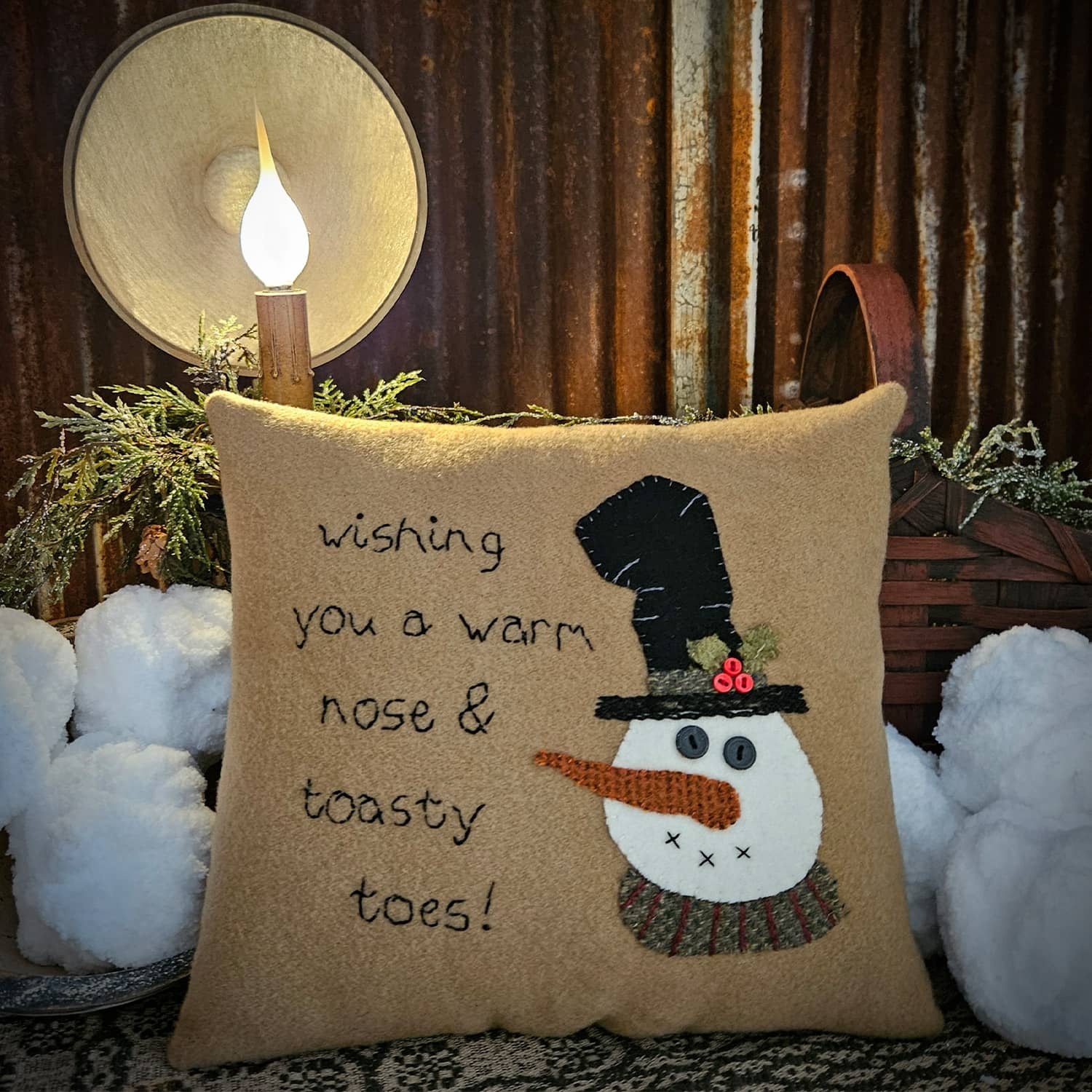 Winter Warm Nose & Toasty Toes Wool Pillow | Nana's Farmhouse - Nana's ...