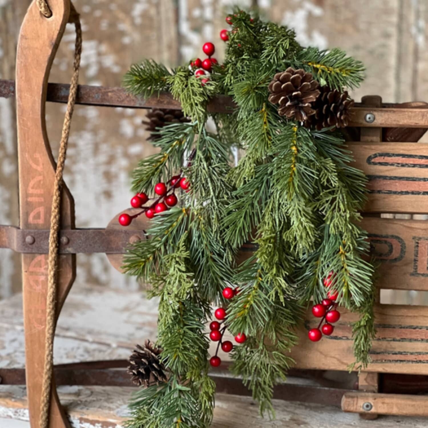 Hanging Christmas Greenery Pepper Berry Spruce | Nana's Farmhouse ...