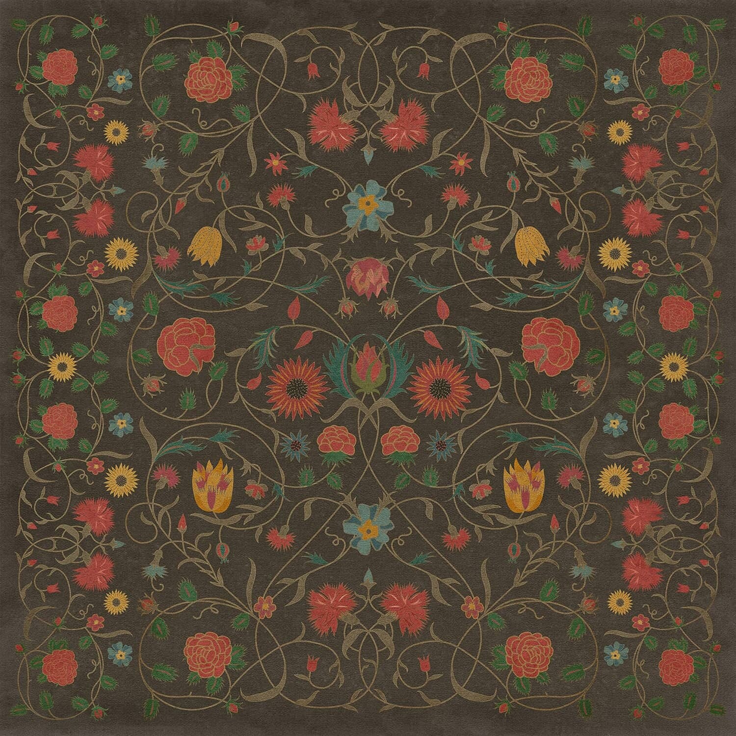 Williamsburg Floral Vintage Vinyl Floor Cloth | Nana's Farmhouse - Nana ...