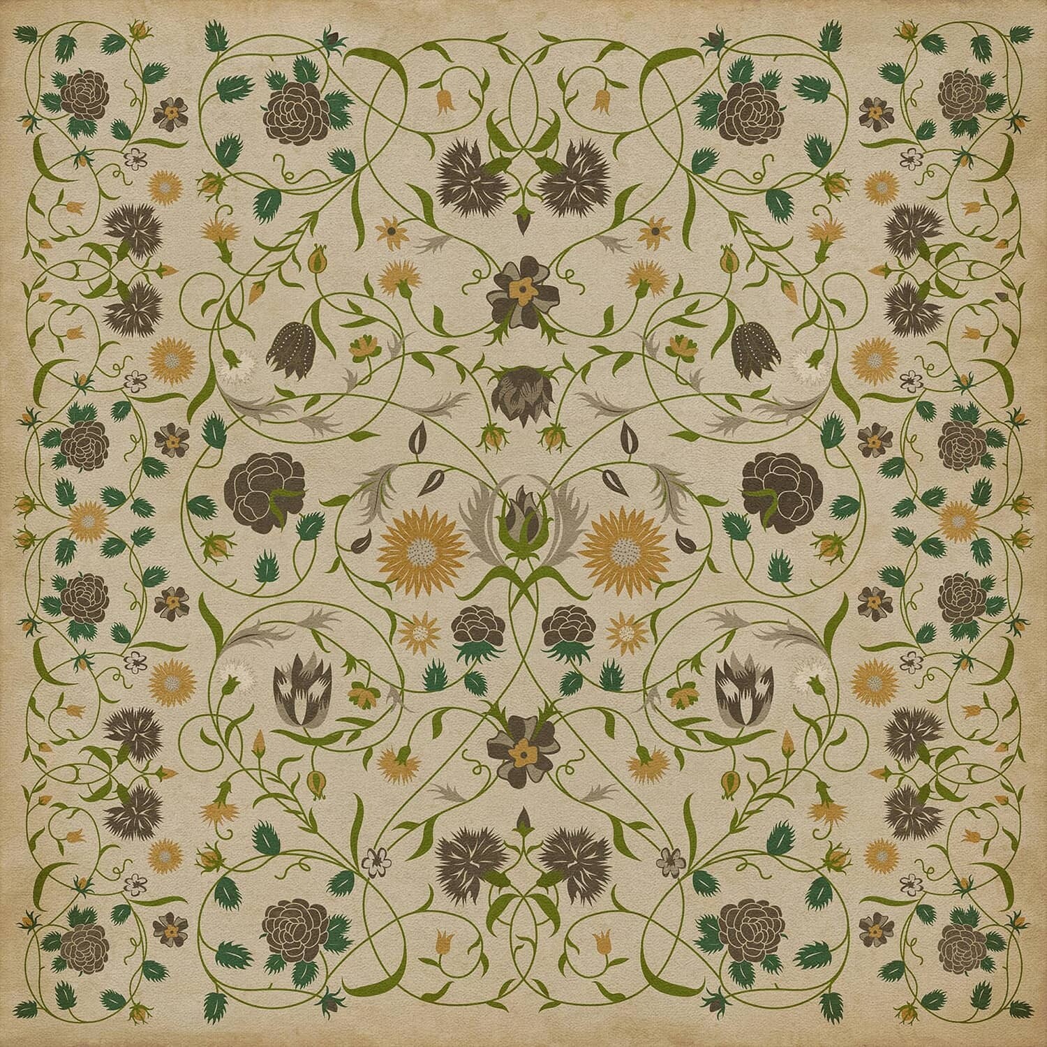 Williamsburg Floral Vintage Vinyl Floor Cloth | Nana's Farmhouse - Nana ...