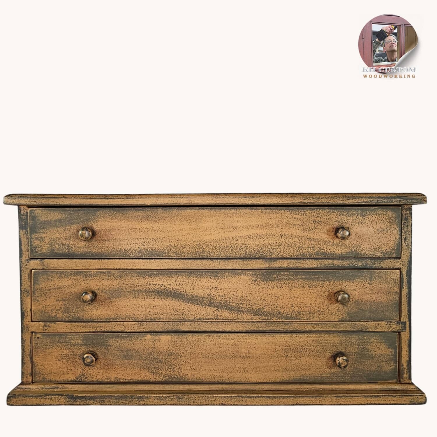 Wooden Box with 3 Drawers Mustard Over Black | Nana's Farmhouse - Nana ...