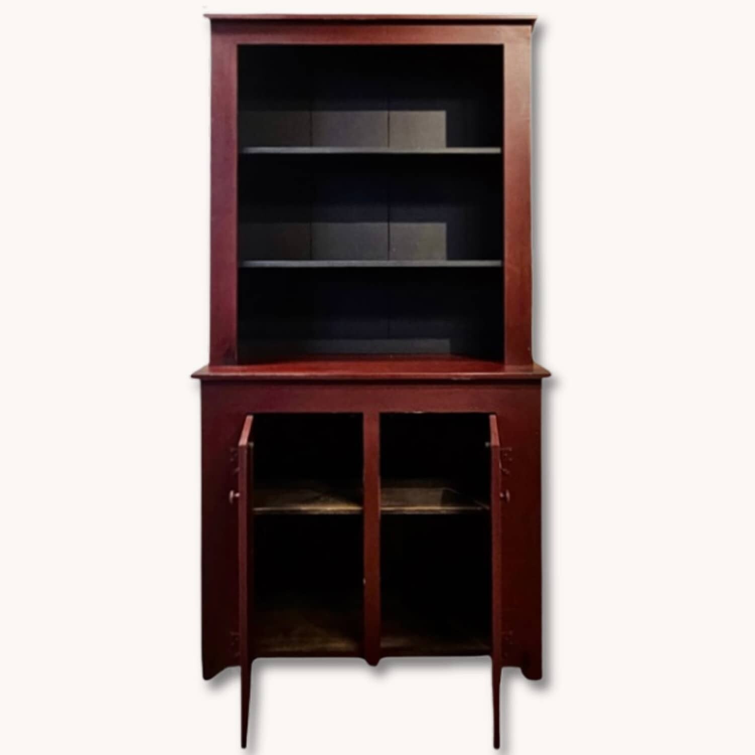 Primitive Red Two Door Hutch | Nana's Farmhouse - Nana's Farmhouse