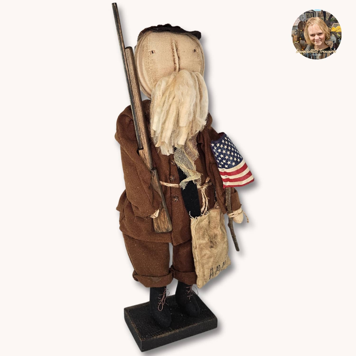 Soldier Cloth Face Brown Uniform W/Rigle & Flag 21 T - Nana's Farmhouse