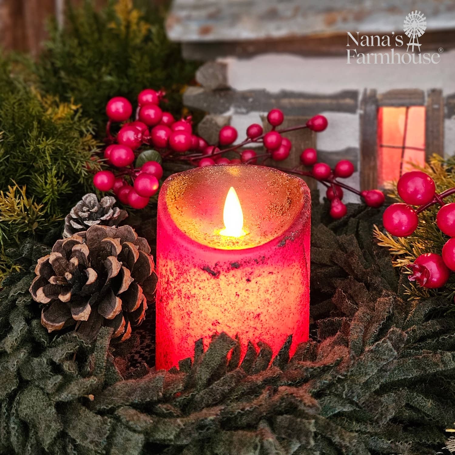 4" Real Look Timer Pillar Red | Nana's Farmhouse - Nana's Farmhouse