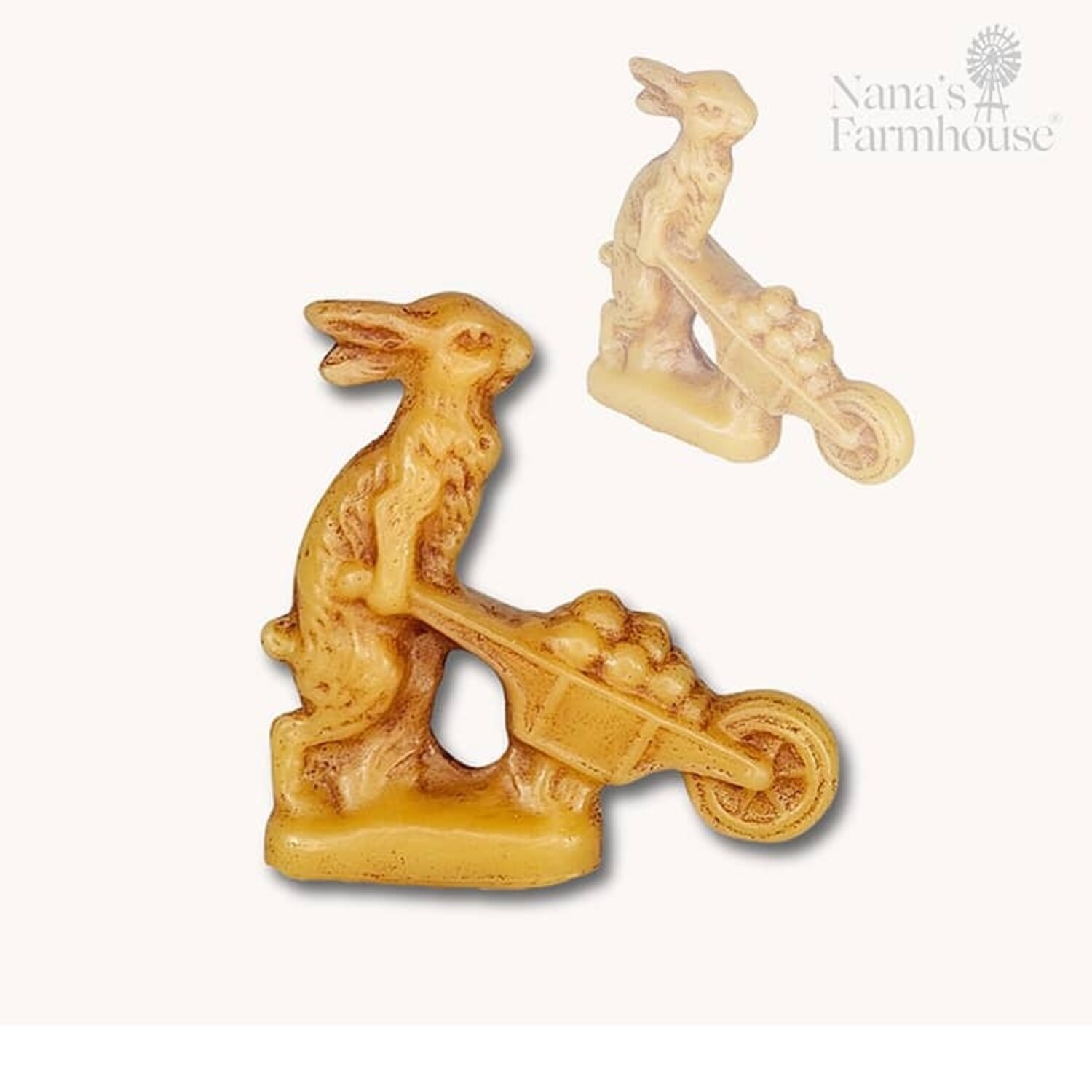 Rabbit Pushing Cart Beeswax Figurine | Nana's Farmhouse - Nana's Farmhouse
