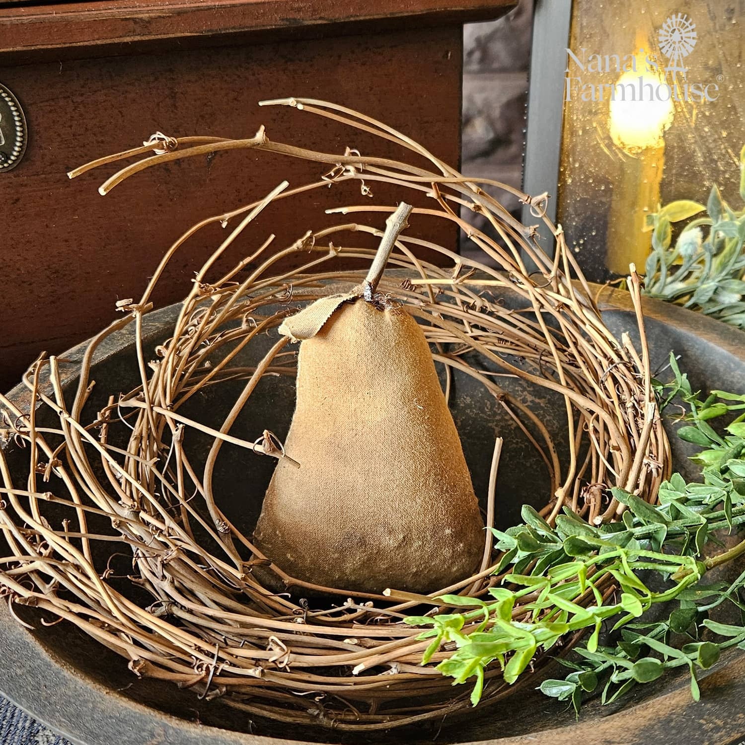 Grundgy Prim Muslin Pear Bowl Filler | Nana's Farmhouse - Nana's Farmhouse