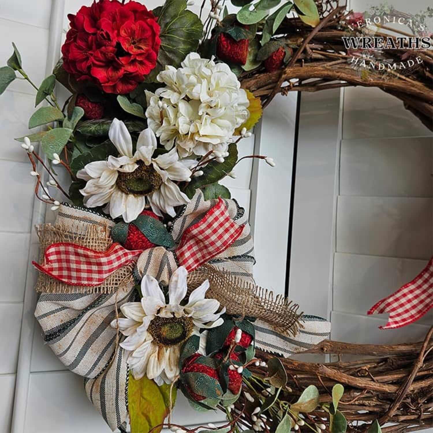 Strawberry Grapevine Handmade Floral Wreath | Nana's Farmhouse - Nana's ...