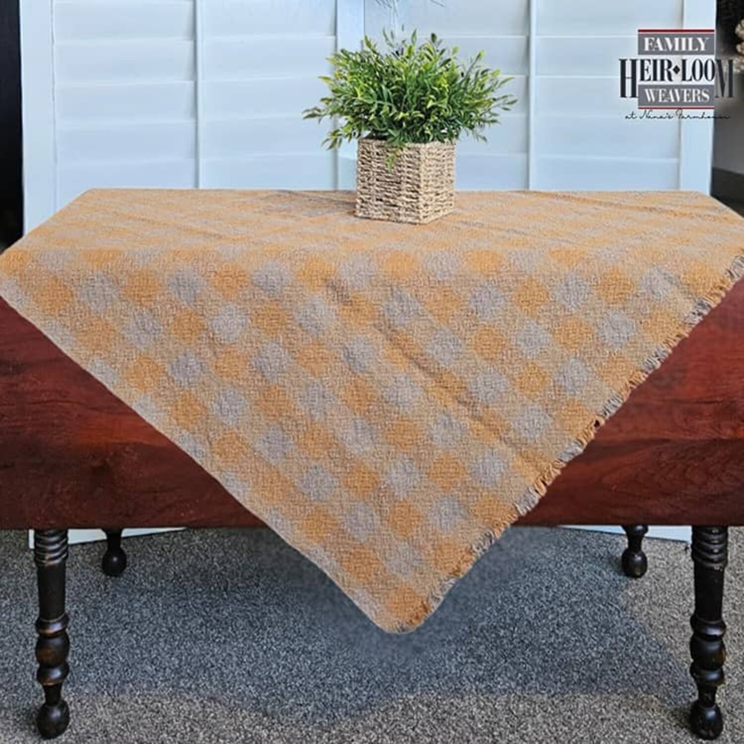 Table Square Diamond Weave Gold 45" | Nana's Farmhouse - Nana's Farmhouse
