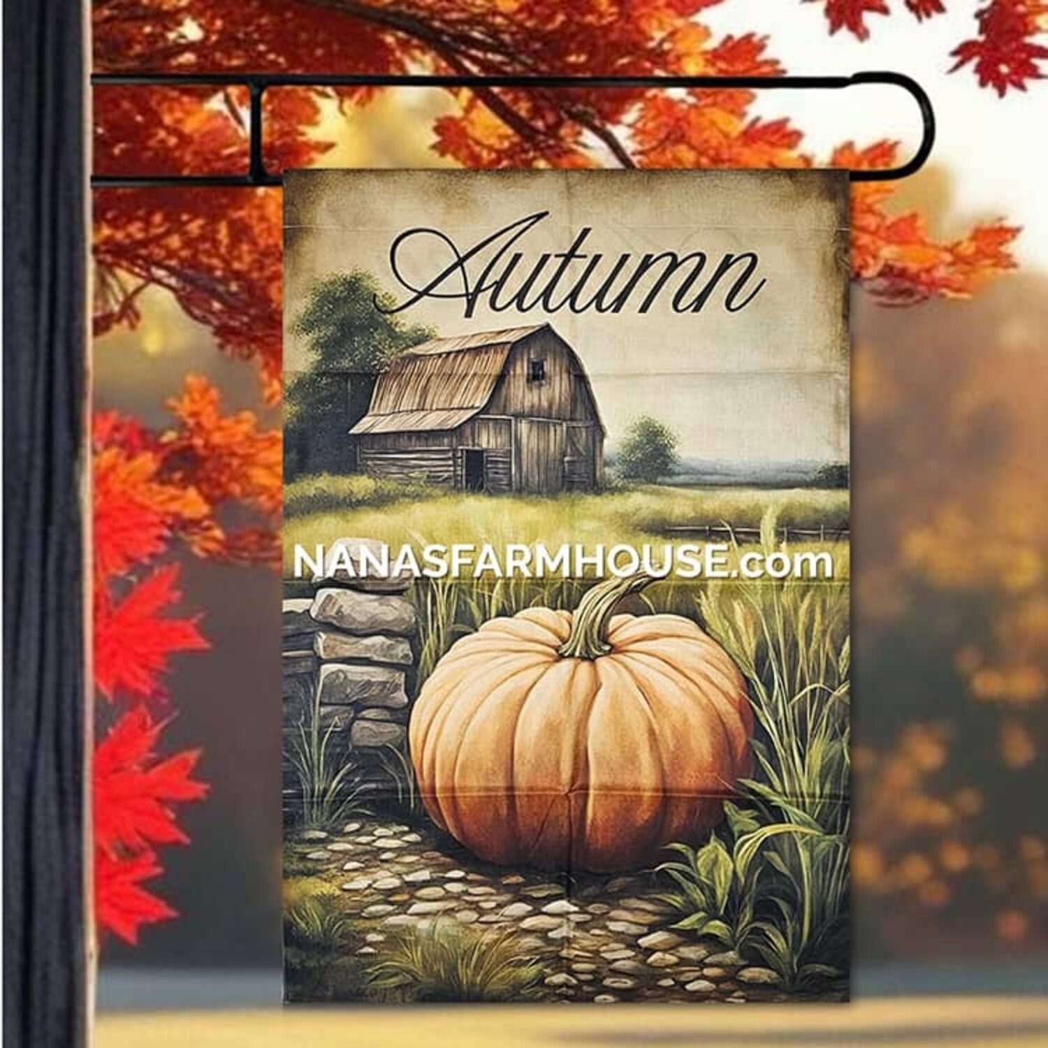 Autumn Pumpkin Large Garden Flag | Nana's Farmhouse - Nana's Farmhouse