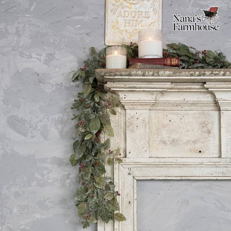 5' Snowy Fittonia Pine & Berry Garland | Nana's Farmhouse - Nana's ...