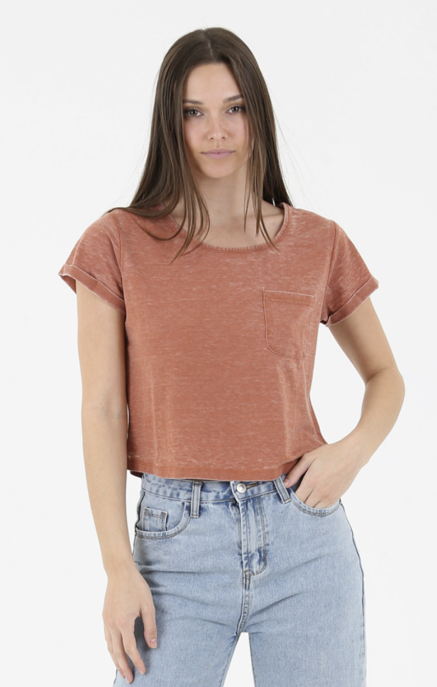 Angie Pocket Burnout Tee (X2DF3) - Creations Boutique