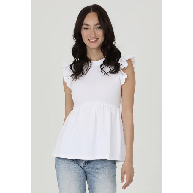 Angie Smocked Flutter Sleeve Top (X2DJ5) - Creations Boutique