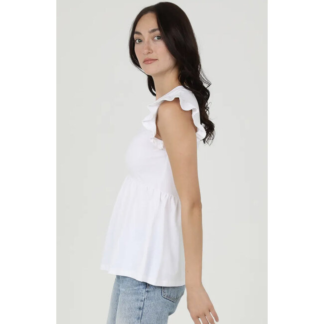 Angie Smocked Flutter Sleeve Top (X2DJ5) - Creations Boutique