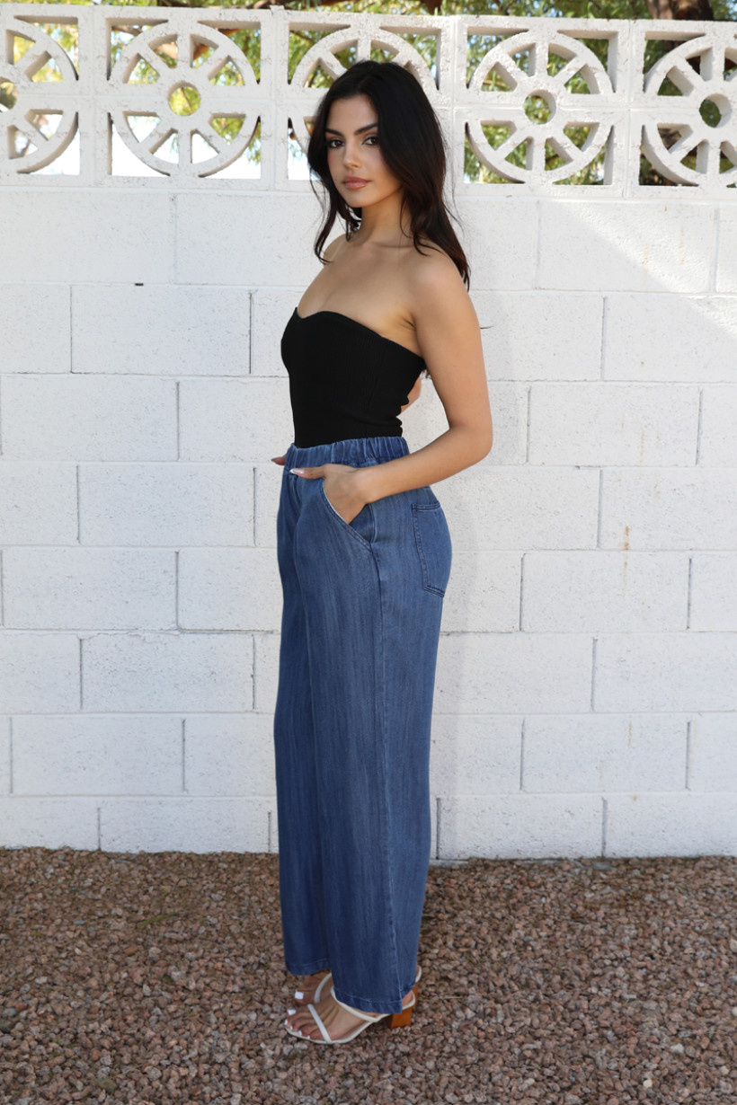 Angie Tencel Denim Wide Leg Pant (XPA25) - Creations Boutique