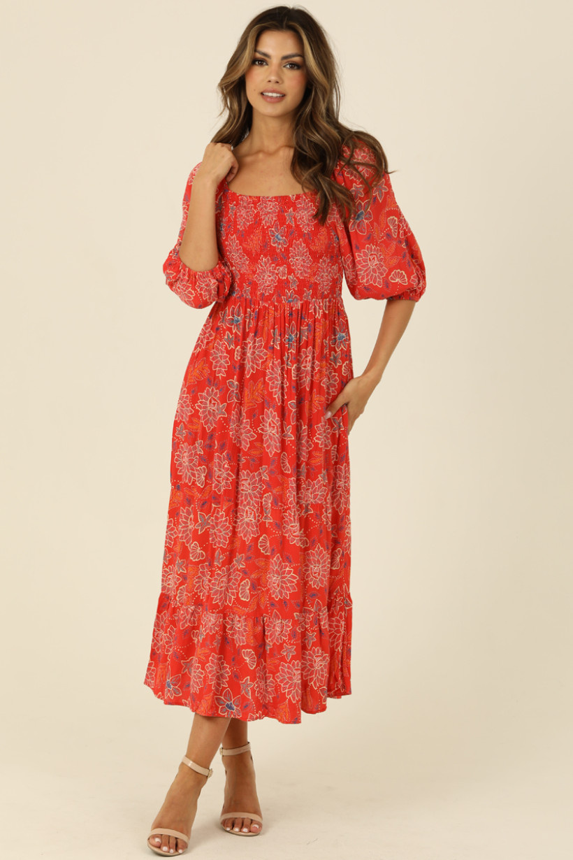 Angie Maxi Dress w/Peasant Slv(C4925) - Creations Boutique