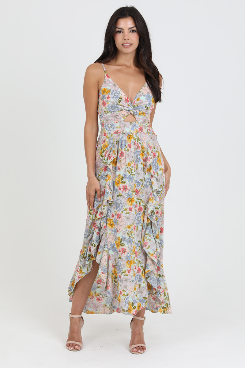 Angie V-Neck Maxi Dress (C4566) - Creations Boutique